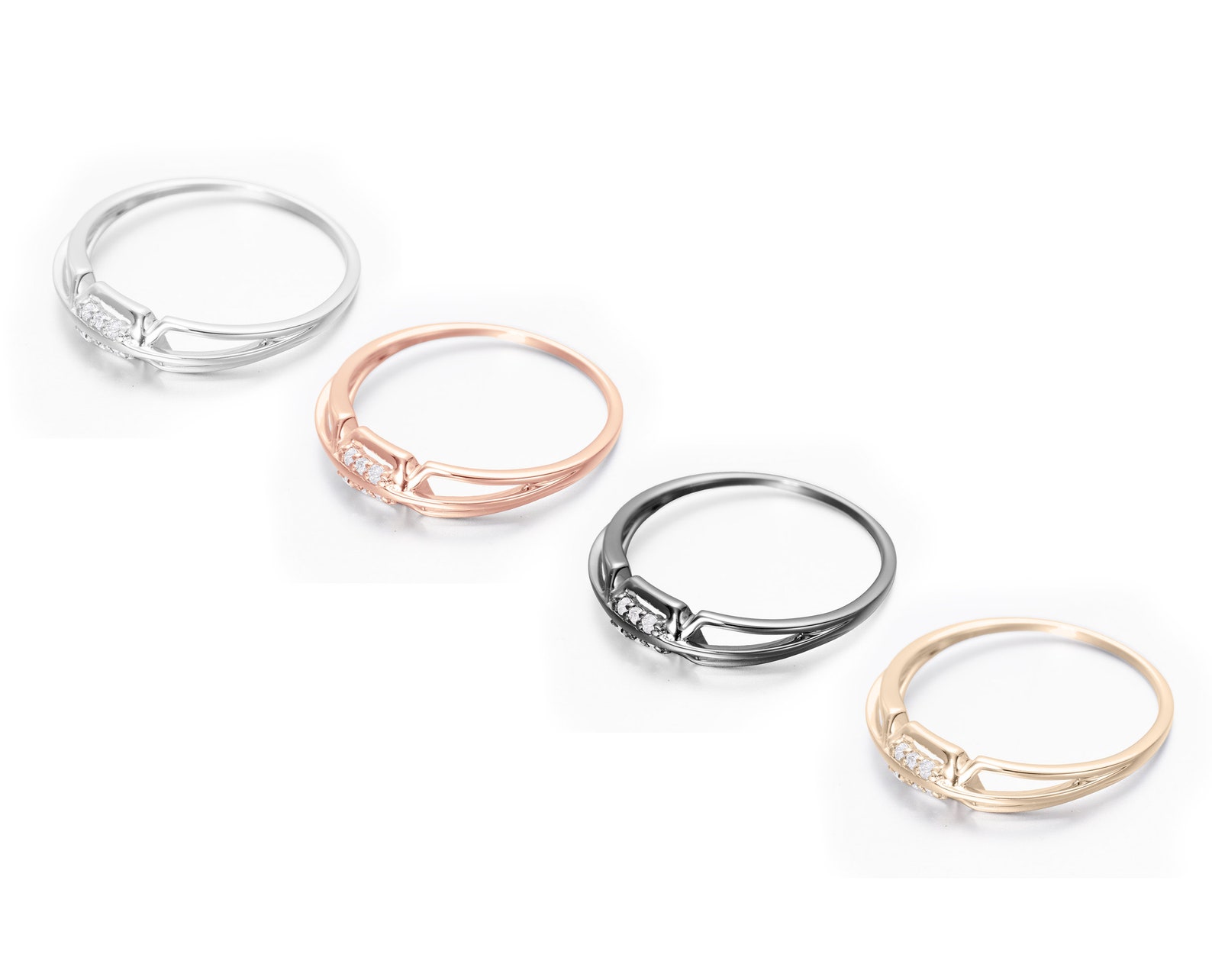 Diamond Ring-rectangle Engagement Ring-east West Ring Stacking-simple ...