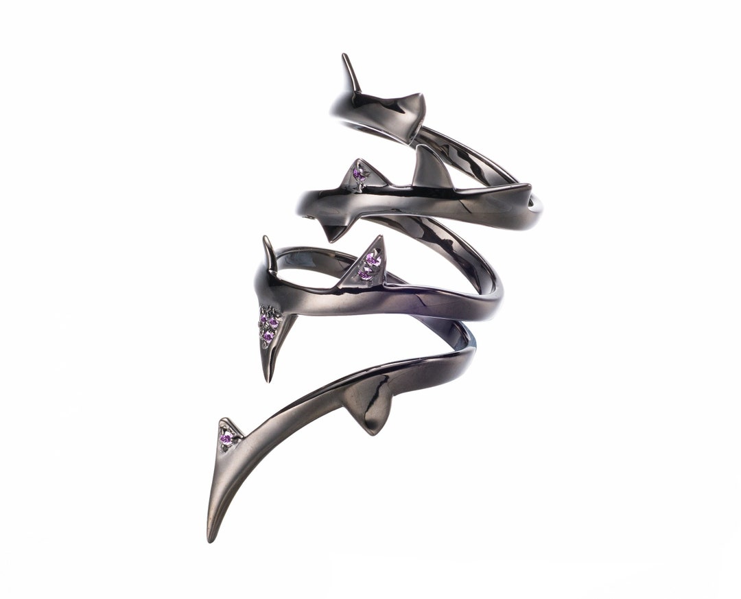 Black Gothic Ring-witch Statement Ring-wrap Around Ring-amethyst Vine ...