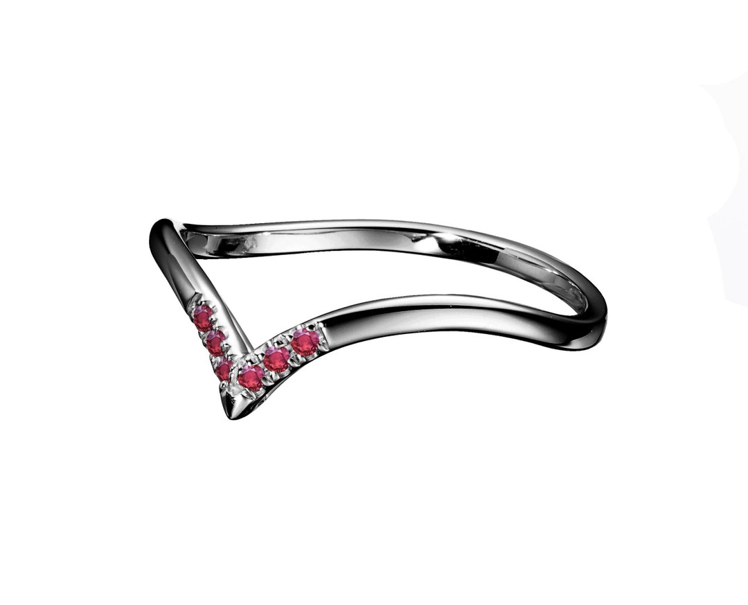 Ruby Ring V-chevron Ring-wishbone Black Gold Ring Band-july Birthstone ...