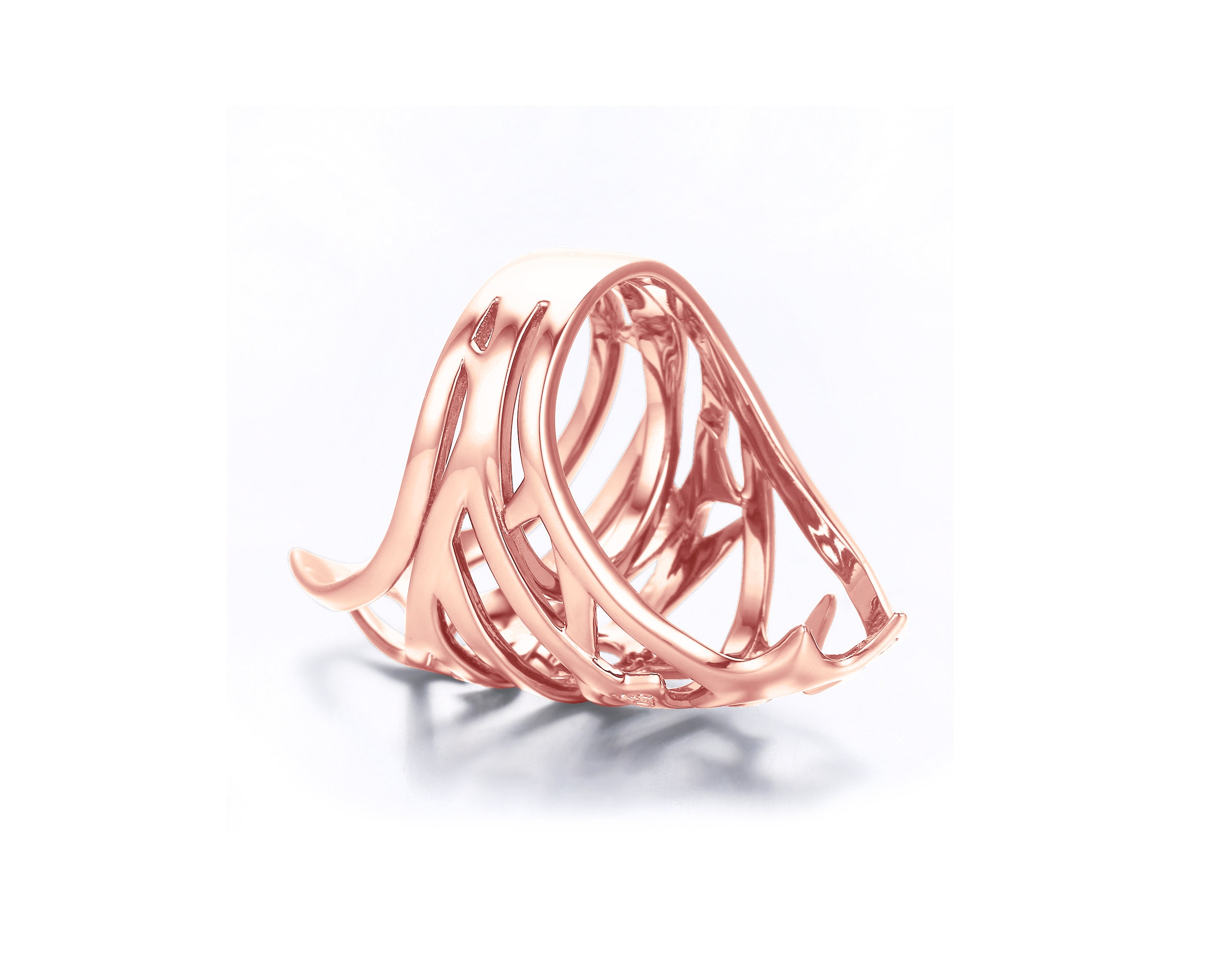 Long Finger Ring Statement Ring Sterling Silver Rose Gold - Etsy Hong Kong