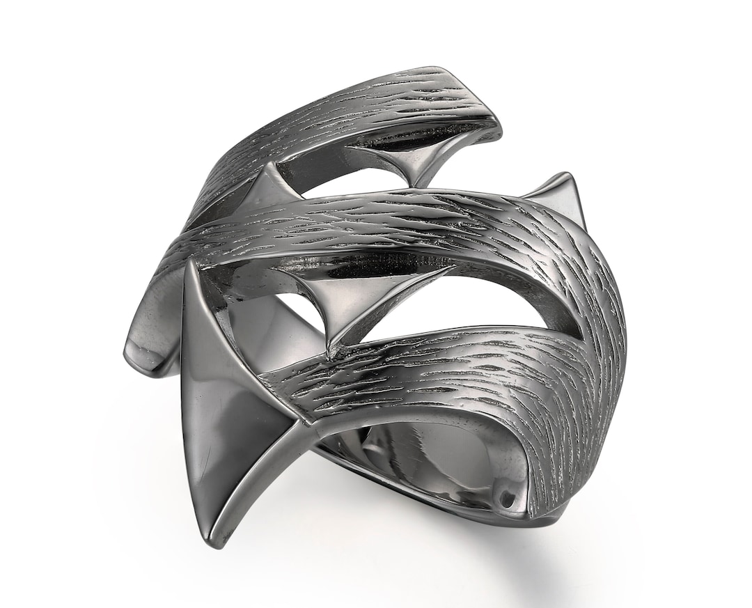 Goth Ring Men-black Statement Ring Men-chunky Ring-big Ring Men-plain ...