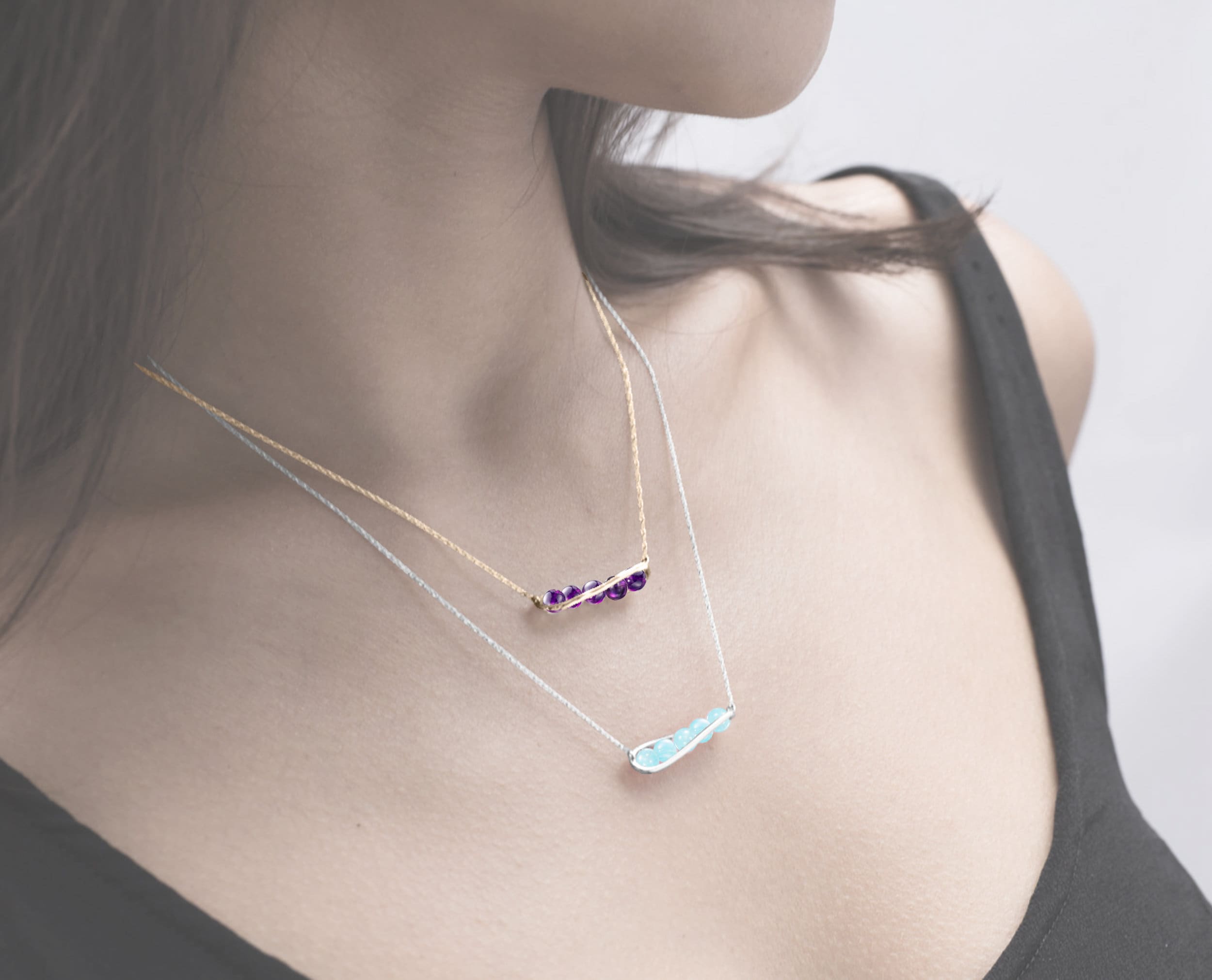 Horizontal Gold Bar Necklace. Aquamarine Necklace in Solid 14k - Etsy ...