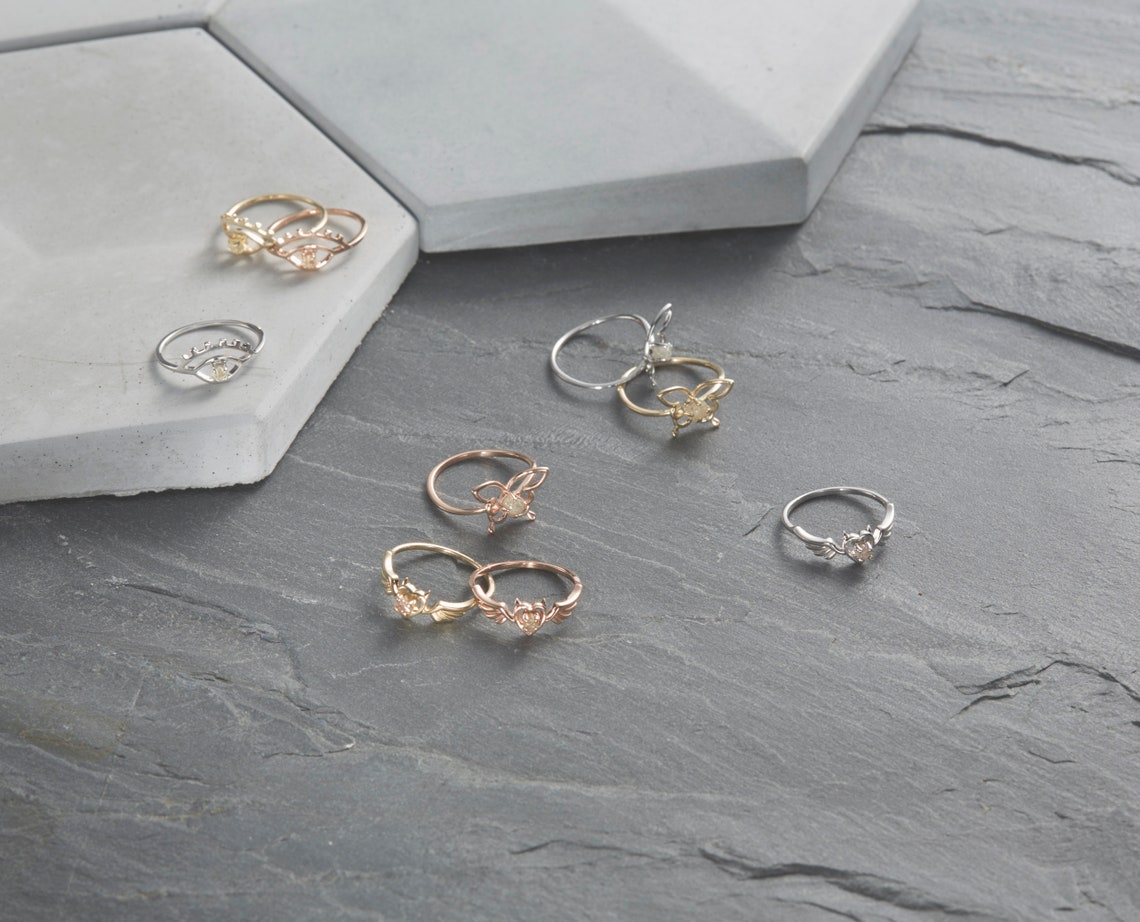 Raw Diamond Ring Engagement Rough Uncut Diamond Ring - Etsy Hong Kong