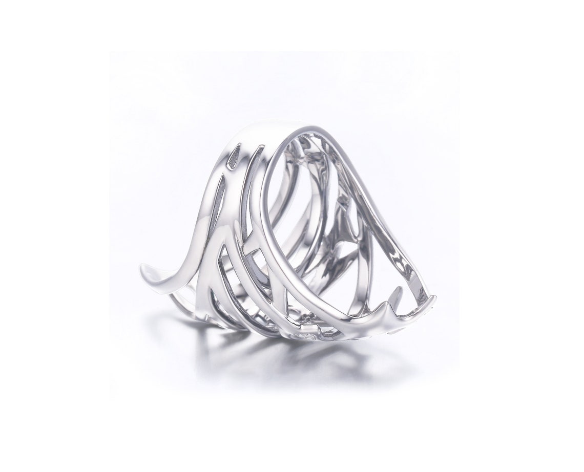 Long Finger Ring Statement Ring Sterling Silver Ring Women - Etsy Hong Kong