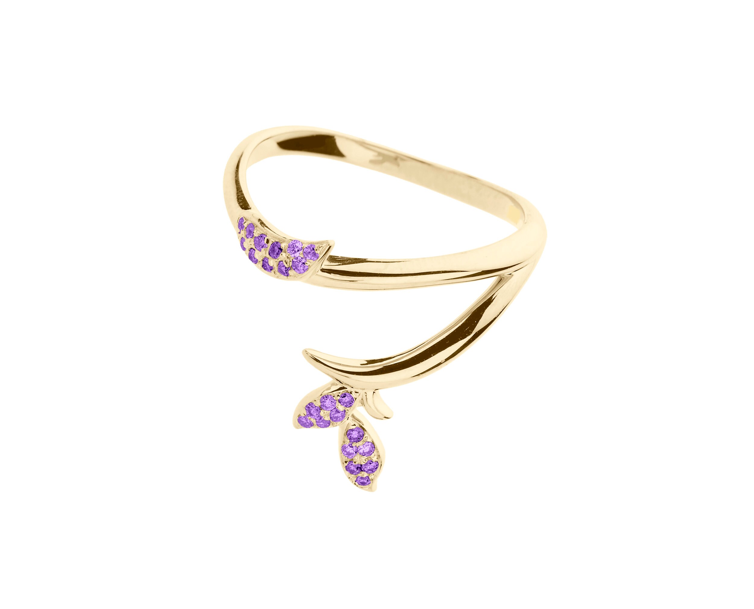 14K Gold Amethyst Engagement Ring Purple Gemstone Wedding | Etsy