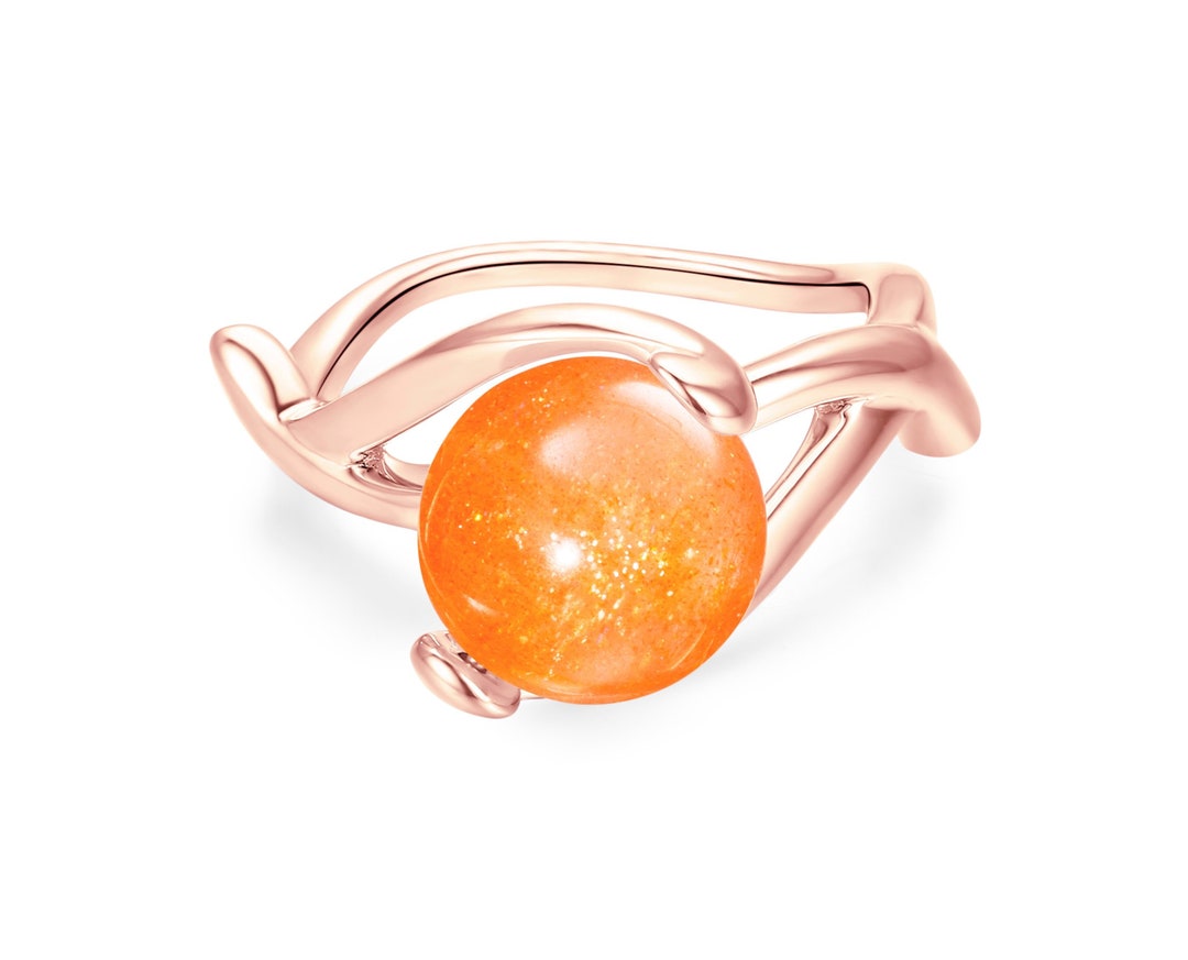 Oregon Sunstone Ring in Rose Gold Dipped Finish, Sterling Silver Orange ...