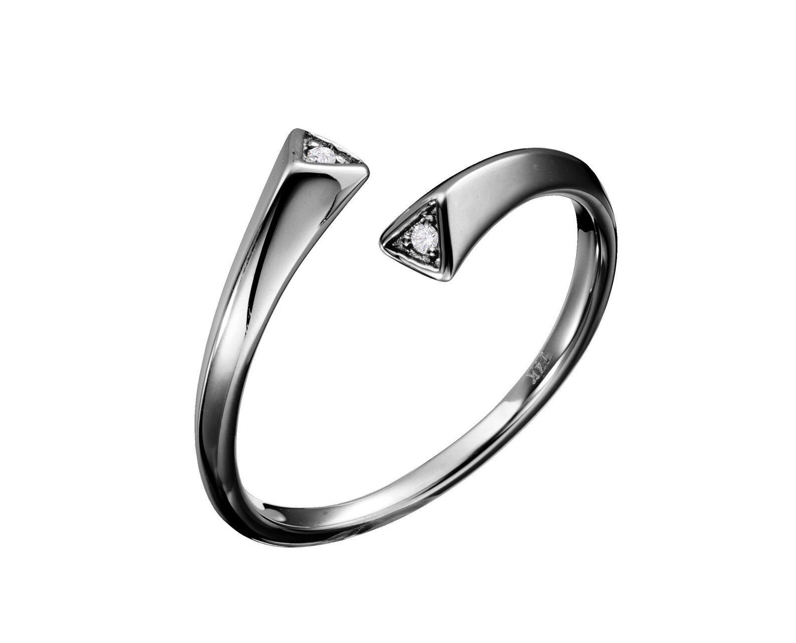 Black Gold Ring Band-diamond Bypass Ring-open Simple Ring-unique ...