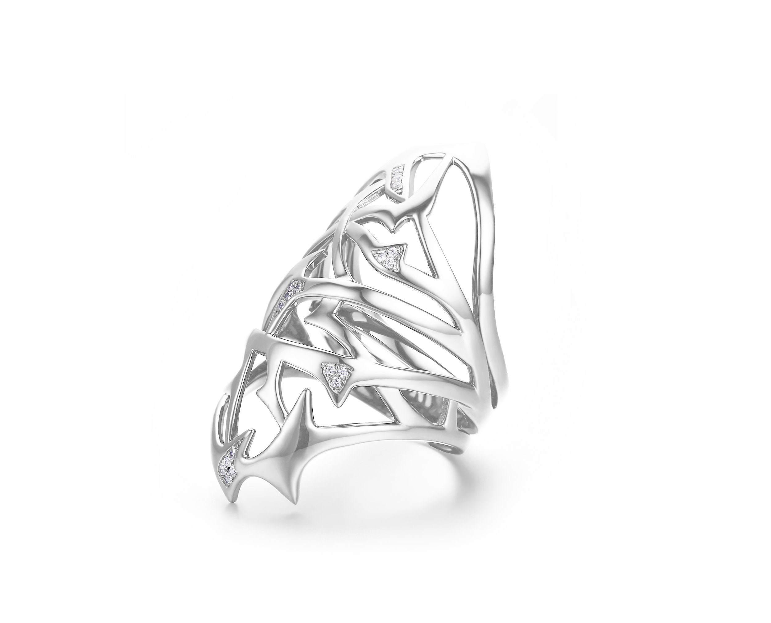 Long Finger Ring Statement Ring Sterling Silver Ring Women - Etsy Hong Kong