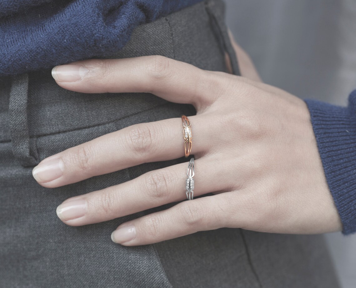 Diamond Ring-rectangle Engagement Ring-east West Ring - Etsy