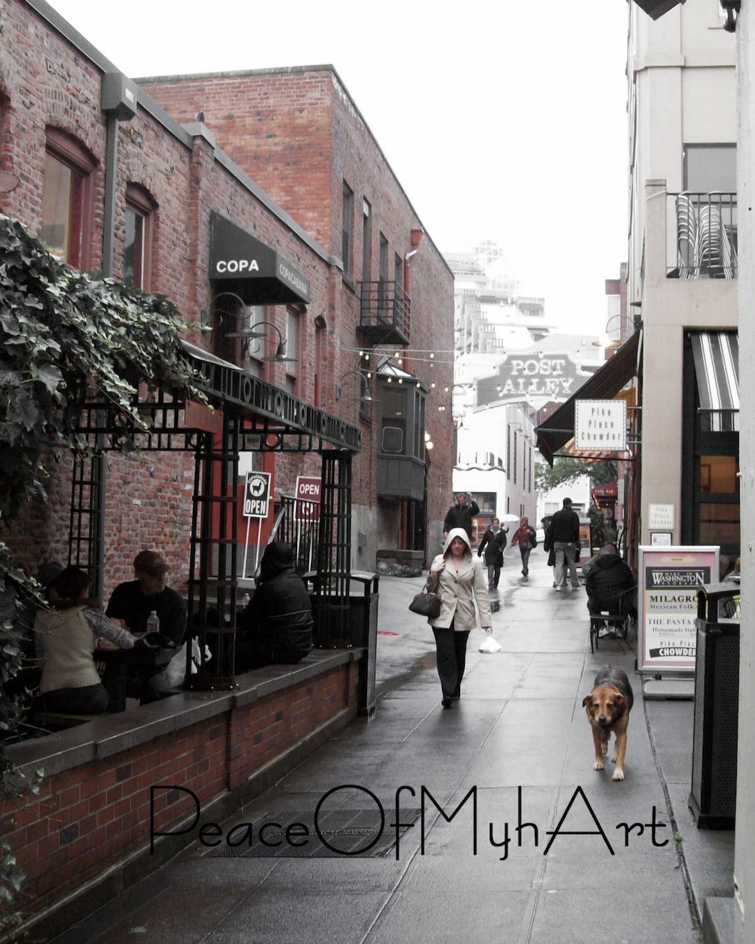 Seattle Washington Pike Place a Wet Day on Post Alley - Etsy