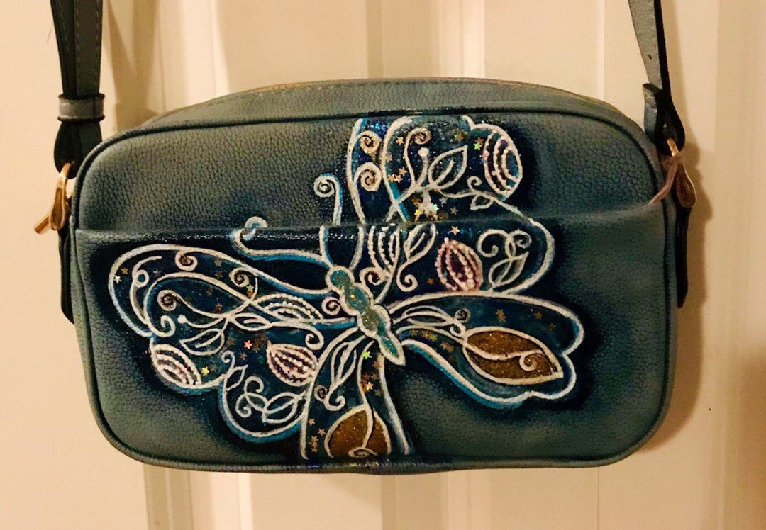 Hand Painted Purse- Blue Butterfly - Etsy