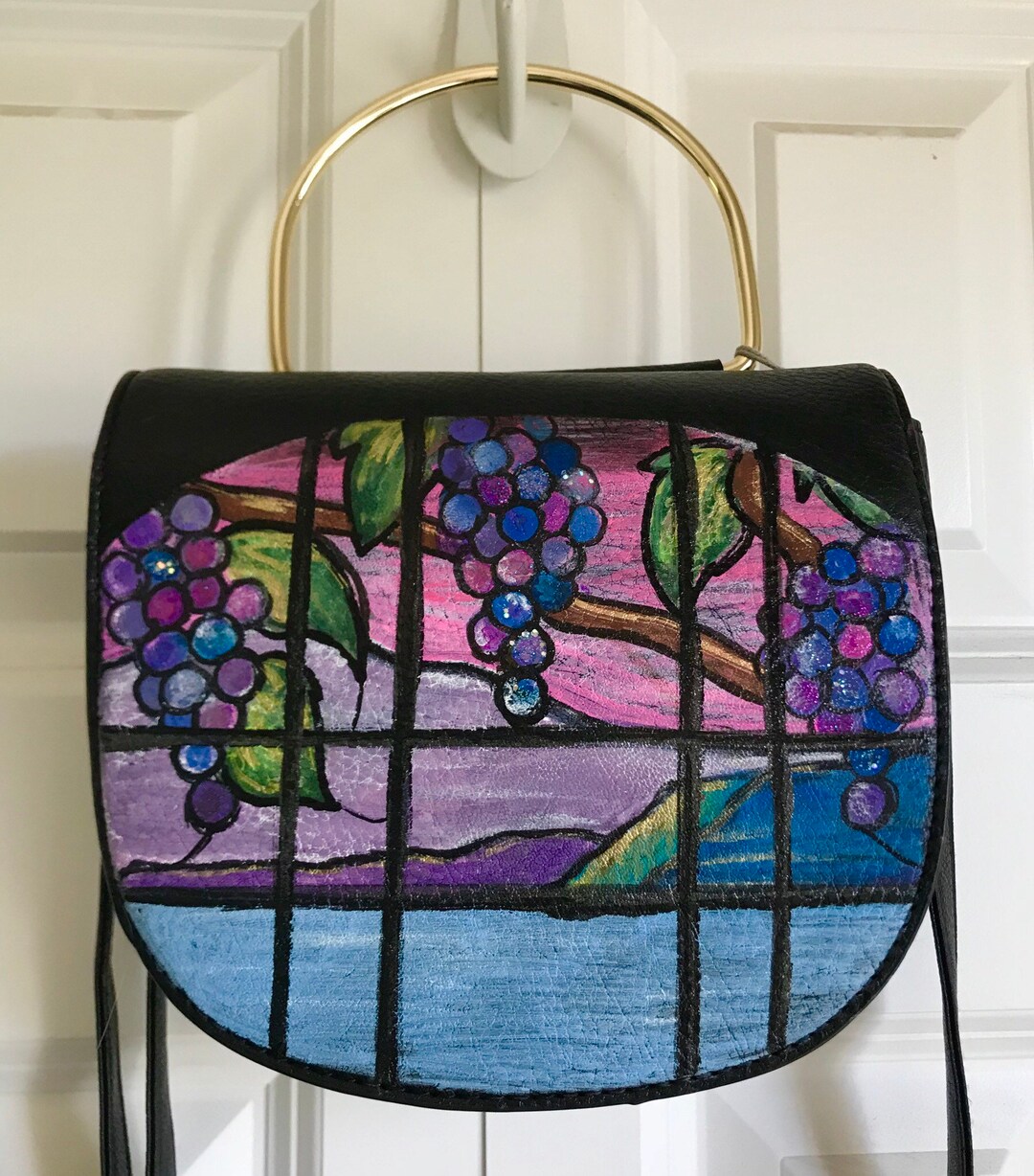 Hand Painted Purse- Grape Gatsby - Etsy