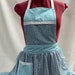 Retro Vintage 50s Style Full Apron / Pinny - Turquoise Floral With ...