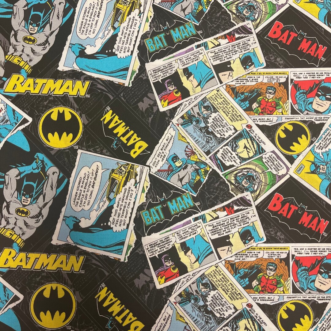 Batman 100% Premium Cotton Print Fabric Black - Etsy