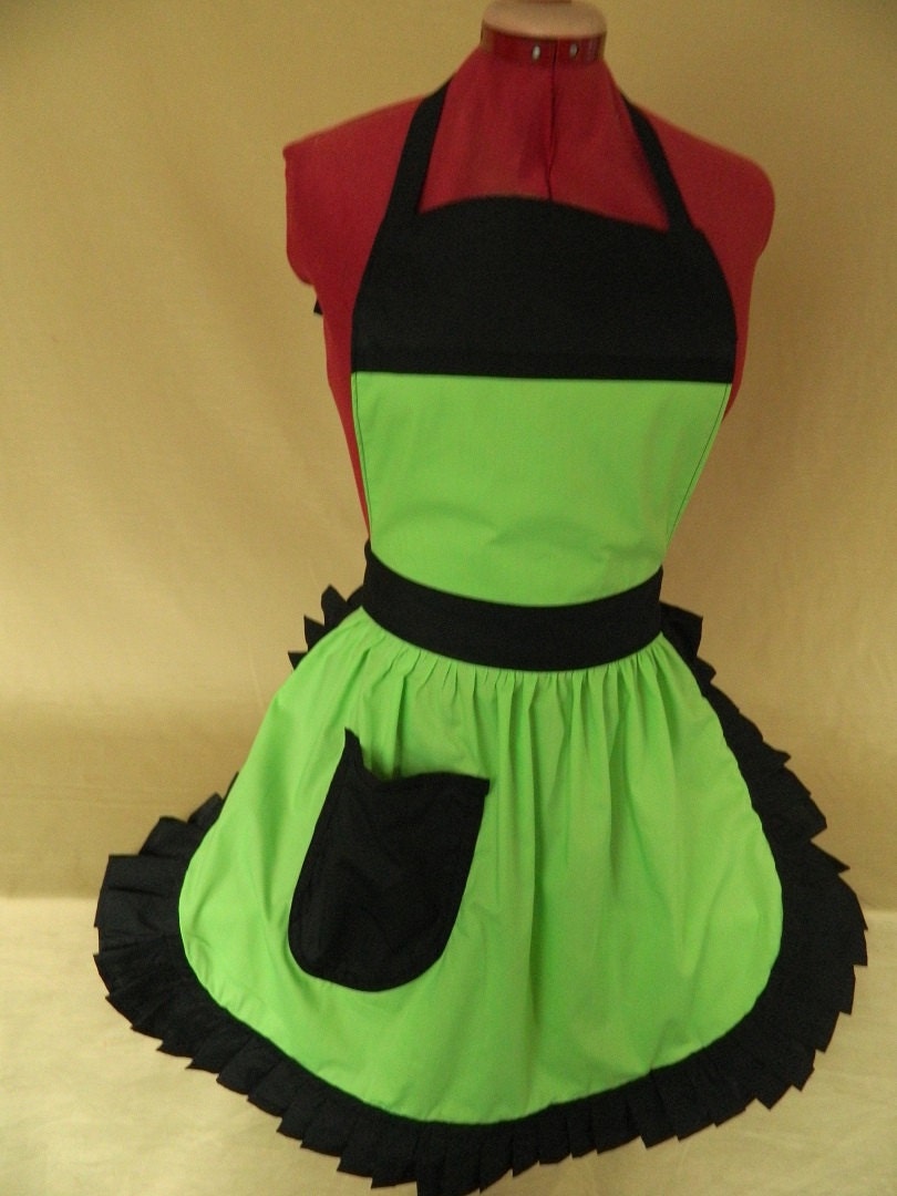 Retro Vintage 50s Style Full Apron / Pinny Lime Green & - Etsy