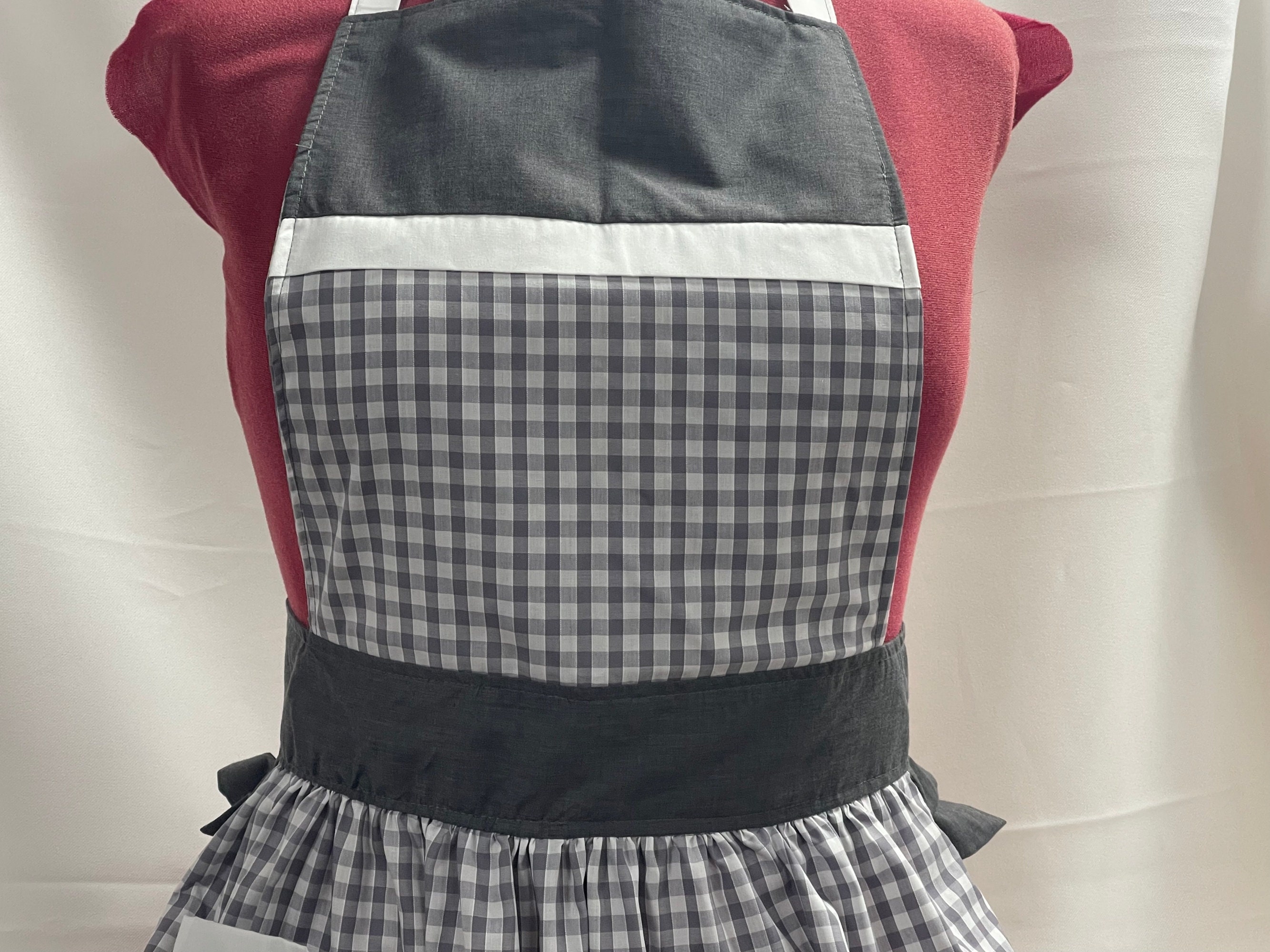 Retro Vintage 50s Style Full Apron / Pinny Grey & White - Etsy
