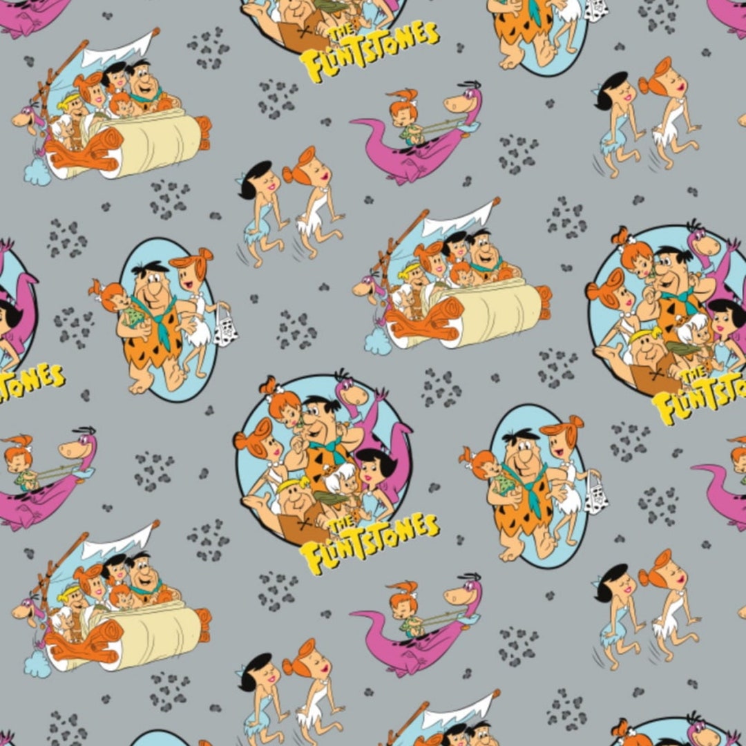 The Flintstones - Stone Age Family - 100% Cotton Print Fabric ...