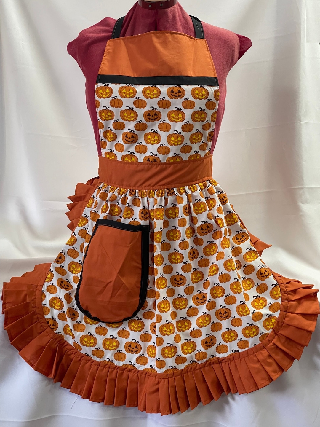 Retro Vintage 50s Style Full Apron / Pinny - Halloween Pumpkins on ...