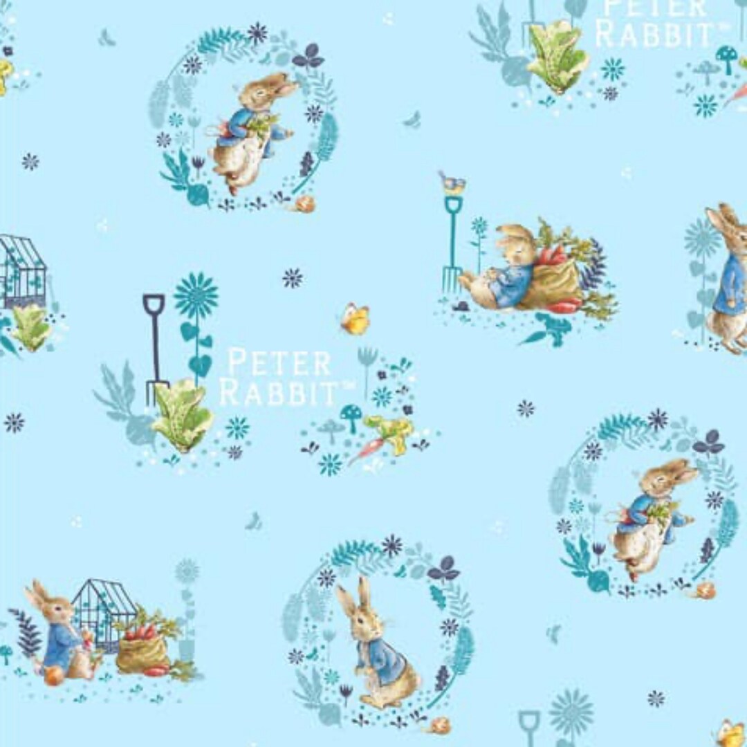 Peter Rabbit Peters Garden Greenhouse 100% Cotton Digital Print Fabric ...