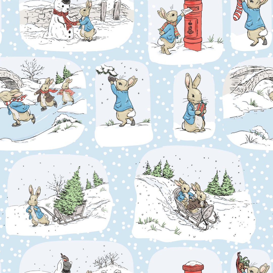 Peter Rabbit at Christmas Digital Print Fabric - Most Wonderful ...