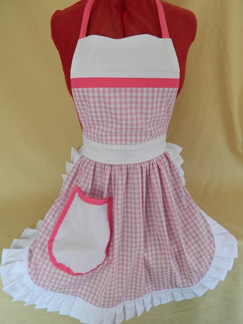 Retro Vintage 50s Style Full Apron / Pinny Pink & White | Etsy