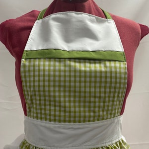 Retro Vintage 50s Style Full Apron / Pinny - Apple Green Gingham With ...