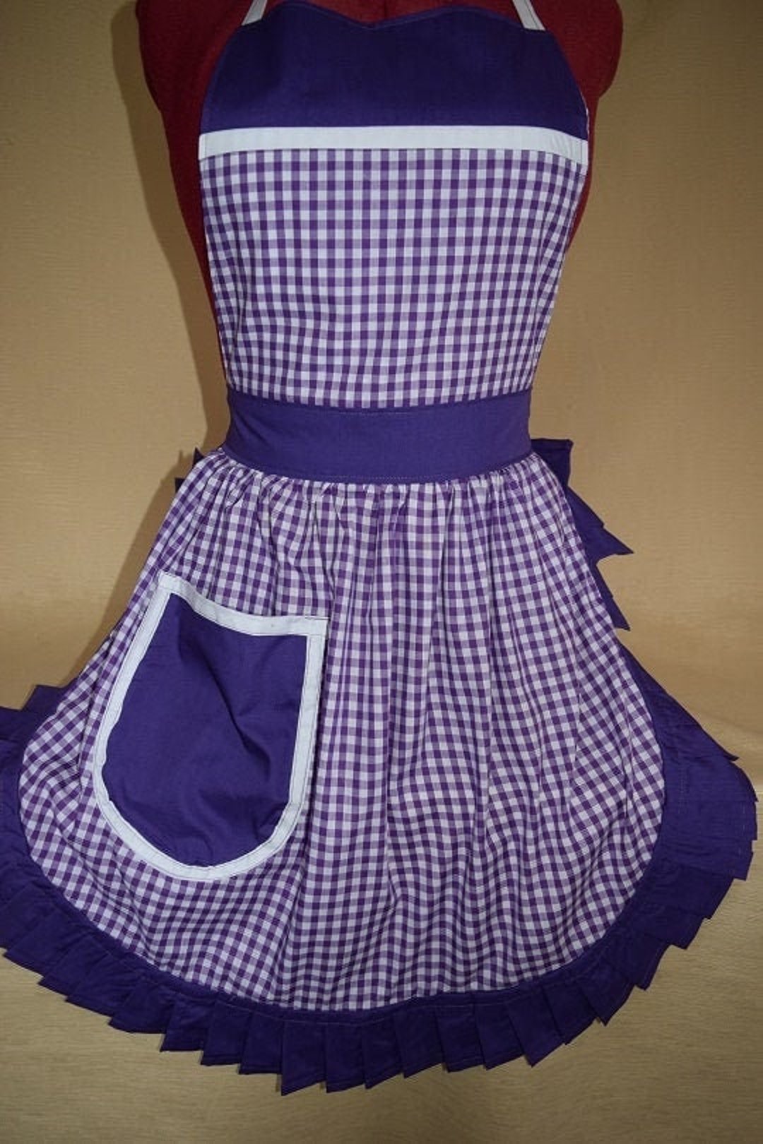 Retro Vintage 50s Style Full Apron / Pinny - Purple & White - Etsy