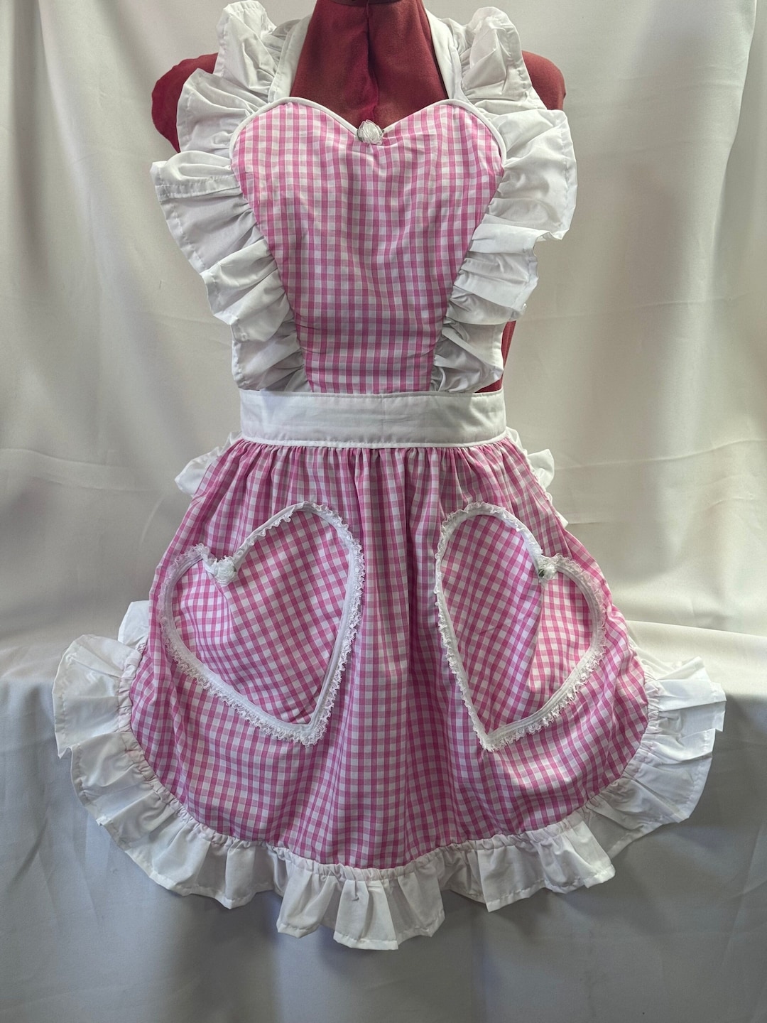 Retro Vintage 50s Style Full Apron / Pinny With Heart Shaped Top and 2 ...