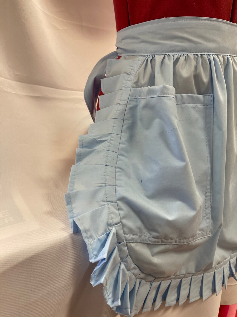Retro Vintage 50s Style Half Apron / Pinny With 2 Pockets - Pale Blue ...