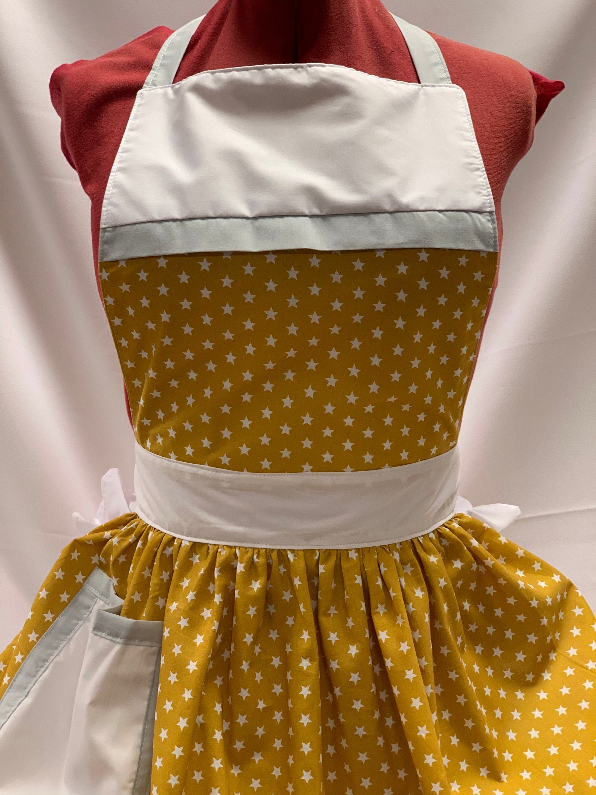 Retro Vintage 50s Style Full Apron / Pinny - Mustard / Gold With White ...