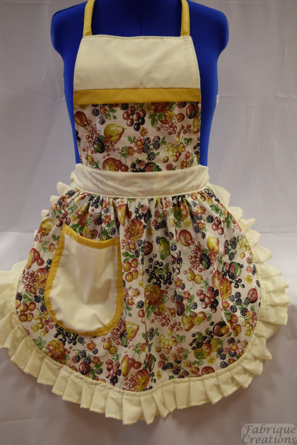 Retro Vintage 50s Style Full Apron / Pinny Summer Fruits on - Etsy