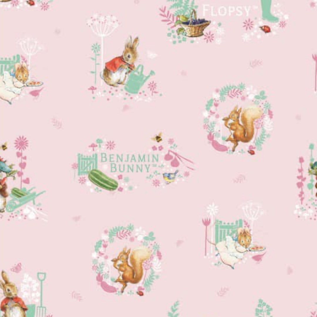 Peter Rabbit Peters Garden Flopsy's Basket 100% Cotton Digital Print ...