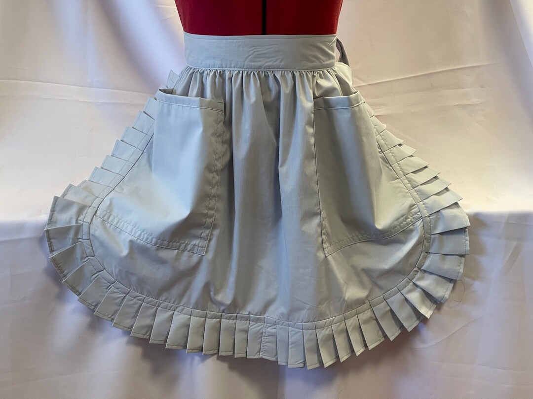 Retro Vintage 50s Style Half Apron / Pinny With 2 Pockets - Light Grey ...