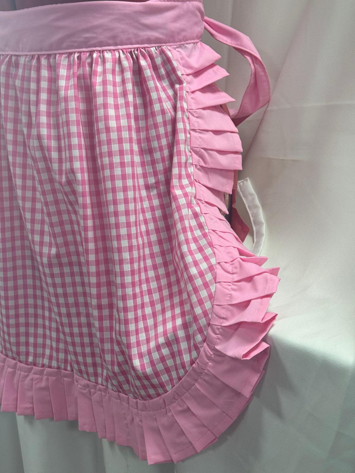 Retro Vintage 50s Style Half Apron / Pinny - Pink & White Gingham With ...