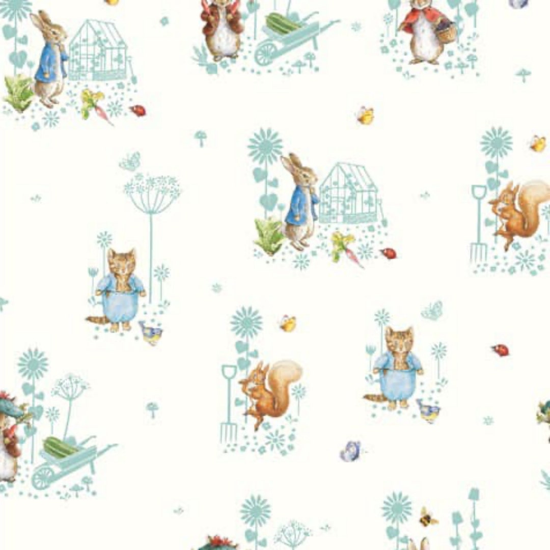 Peter Rabbit Peters Garden Ben's Wheelbarrow 100% Cotton Digital Print ...