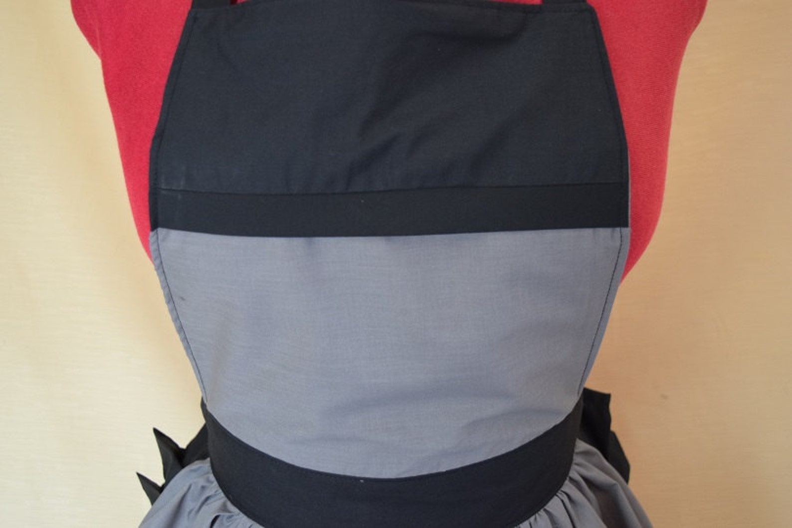 Retro Vintage 50s Style Full Apron / Pinny - Grey With Black Trim - Etsy