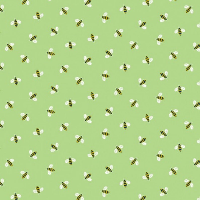 100% Cotton Print Fabric - Wildflower Honey - Bees - Green - 80270-103 ...