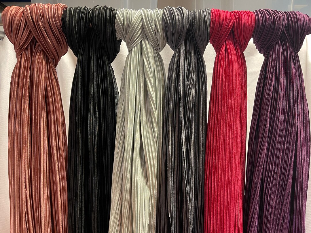 Handmade Silky Pleated Scarf - 150cm X 50cm (60" X 20") - Six Different ...