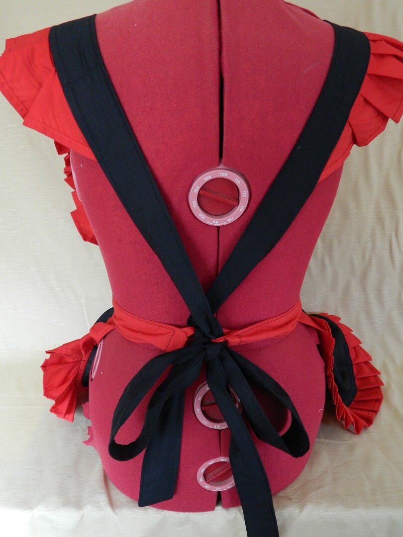Retro Vintage Victorian Style Full Apron / Pinny Black & Red | Etsy