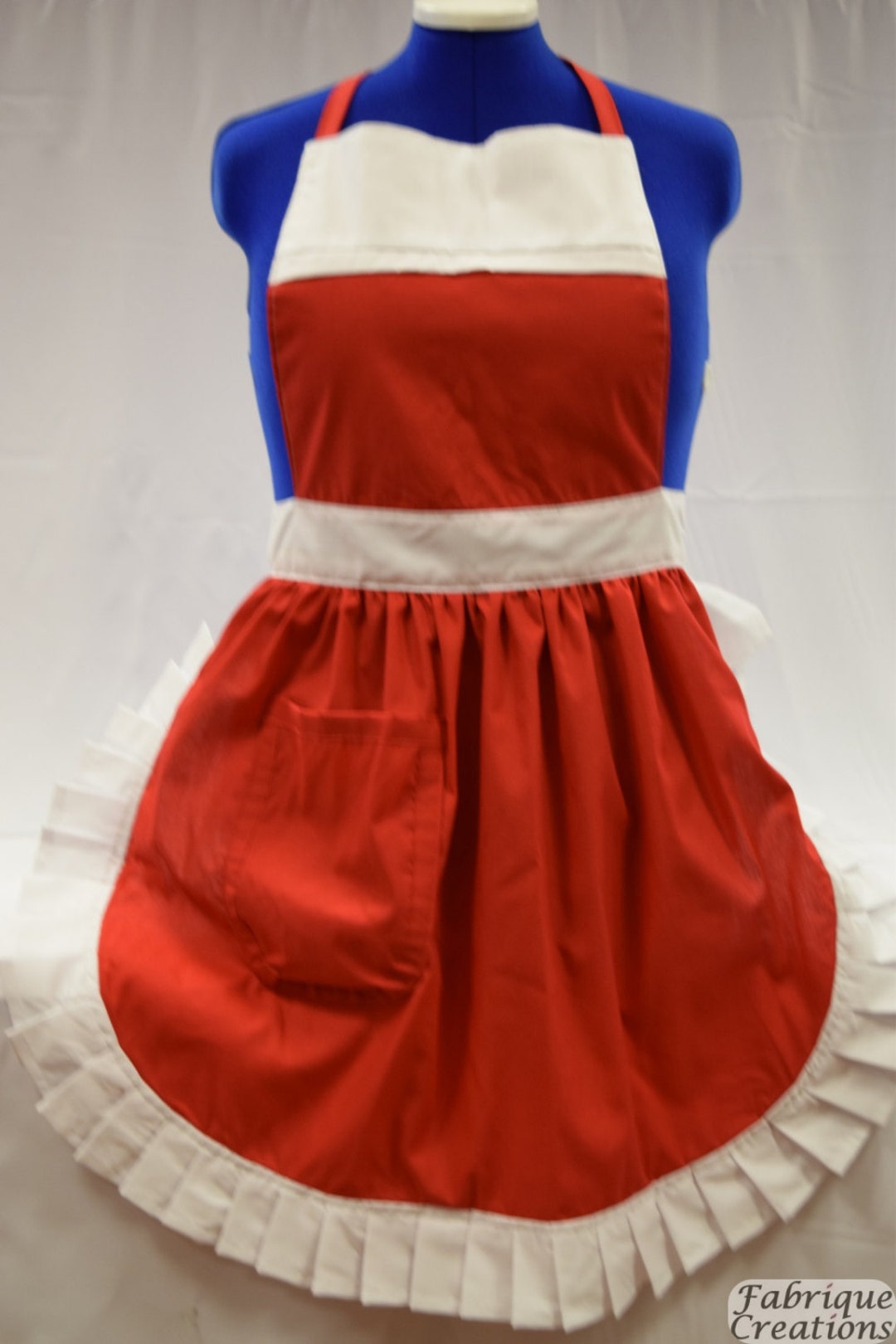 Retro Vintage 50s Style Full Apron / Pinny - Red With White Trim - Etsy UK