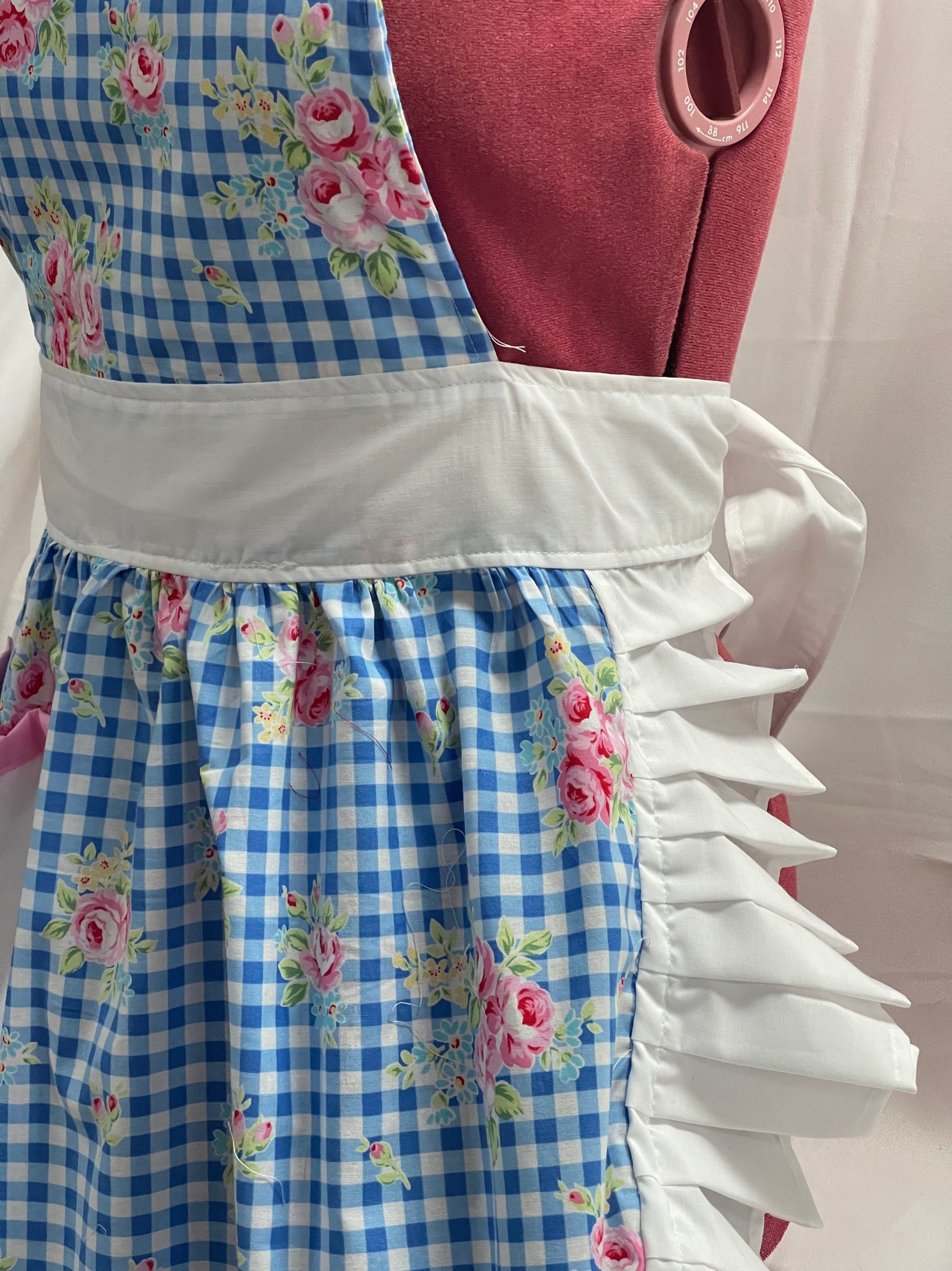 Retro Vintage 50s Style Full Apron / Pinny - Blue & White Gingham With ...