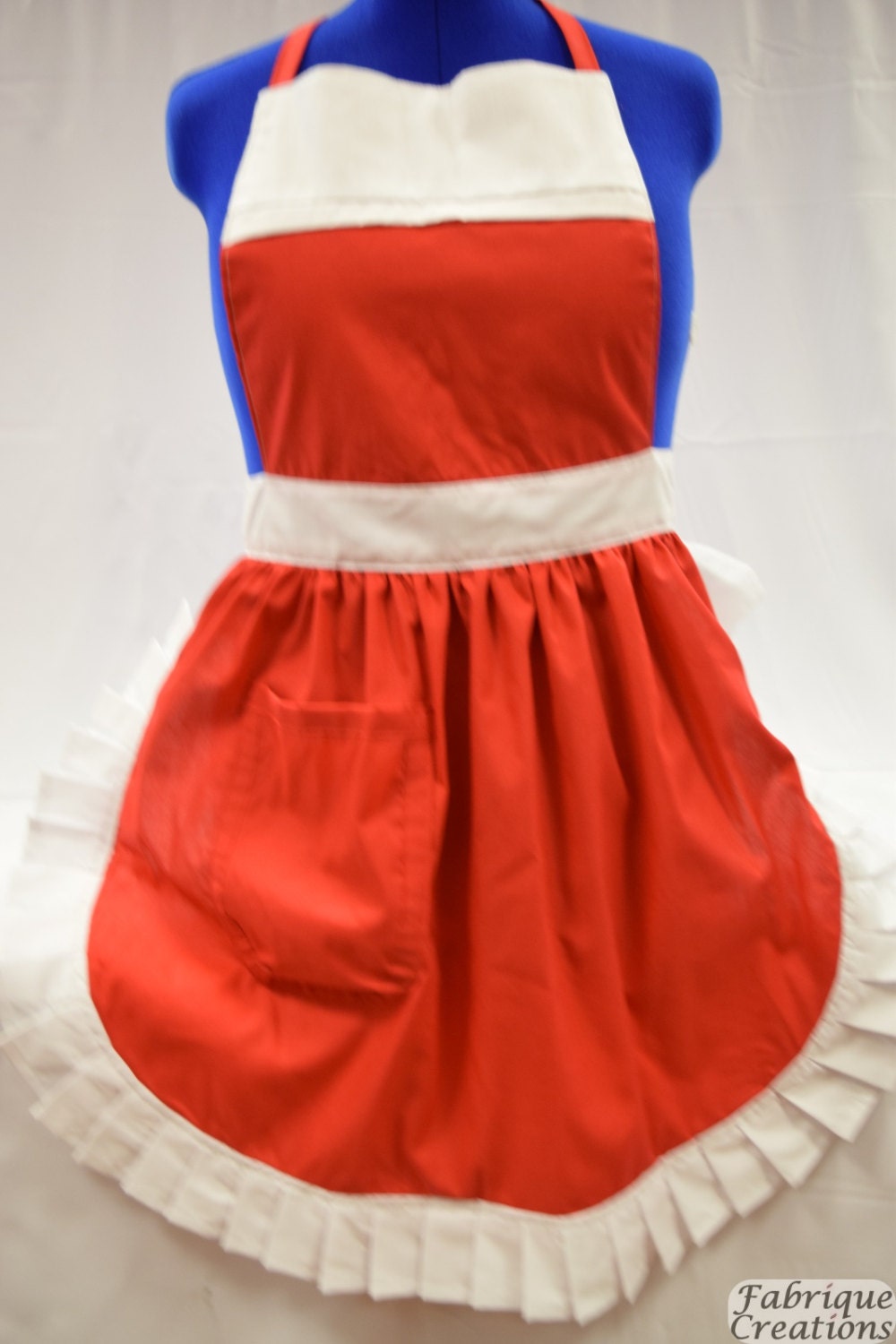 Retro Vintage 50s Style Full Apron / Pinny - Red With White Trim - Etsy UK
