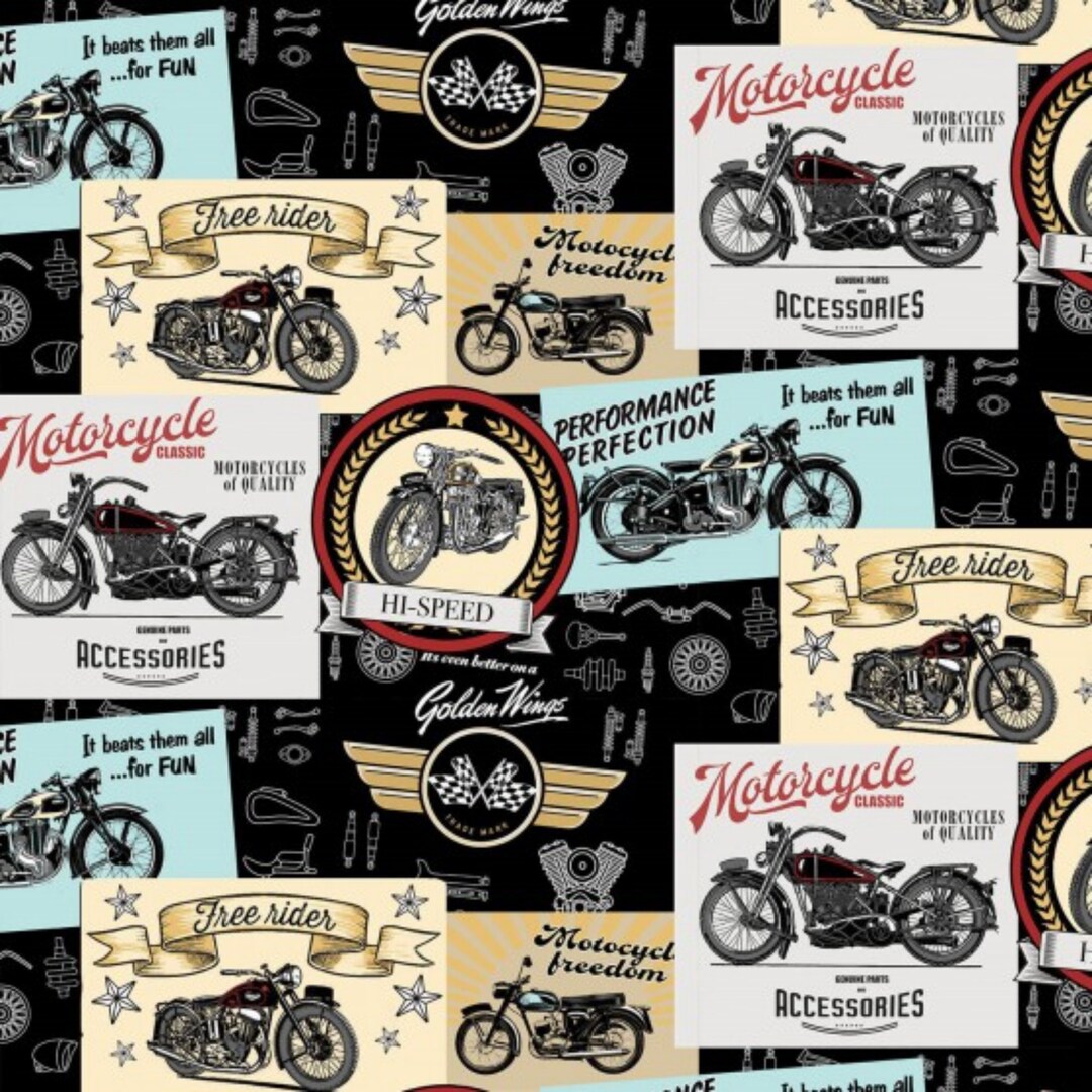 100% Cotton Print Fabric - Live to Ride - Montage - 81440-101 - Etsy
