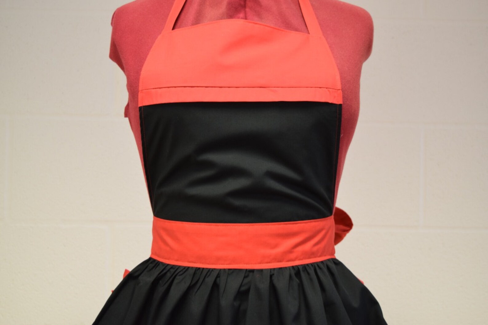 Retro Vintage 50s Style Full Apron / Pinny Black With Red - Etsy UK