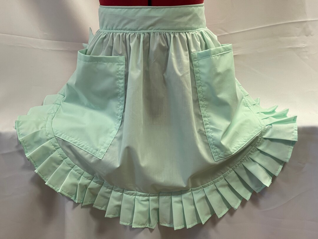 Retro Vintage 50s Style Half Apron / Pinny With 2 Pockets - Mint Green ...