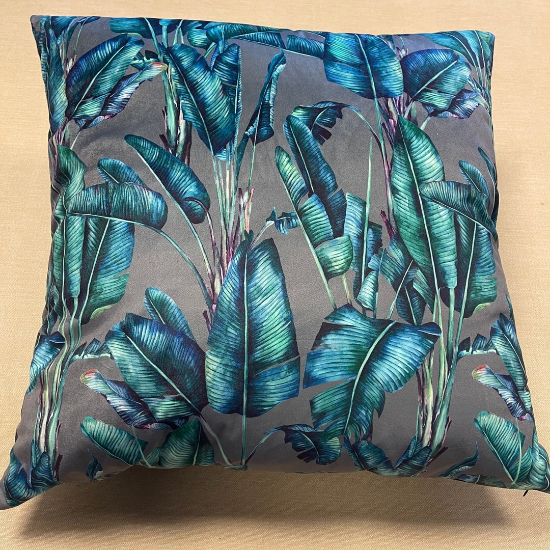 Plush 290gsm Velvet Large Cushion Cover Paradise in Grey - Etsy UK