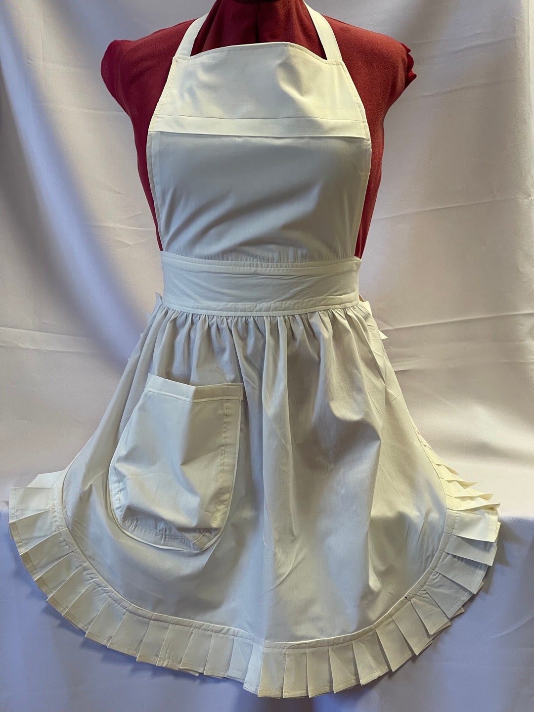Retro Vintage 50s Style Full Apron / Pinny - Cream - Etsy