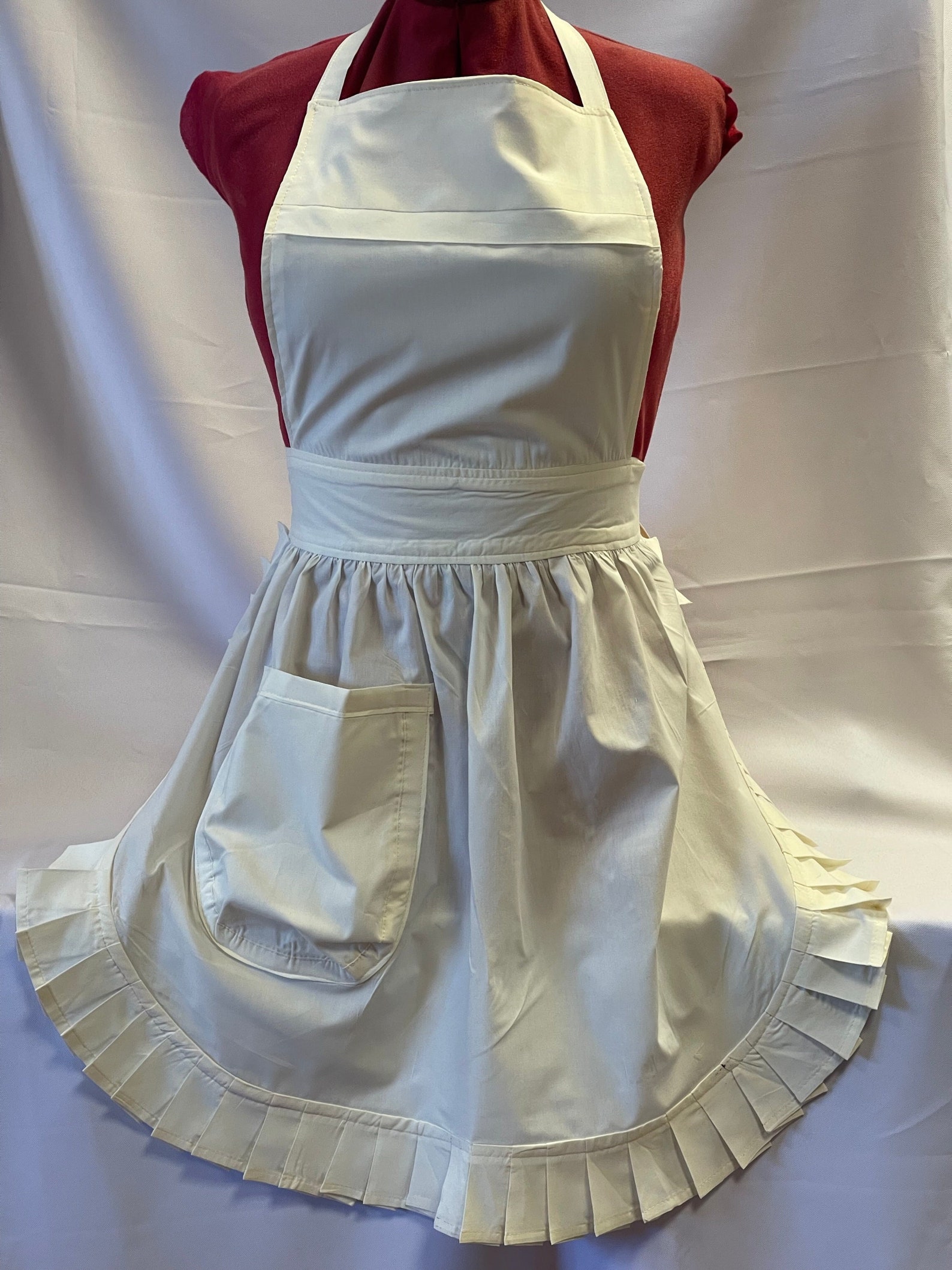 Retro Vintage 50s Style Full Apron / Pinny Cream | Etsy