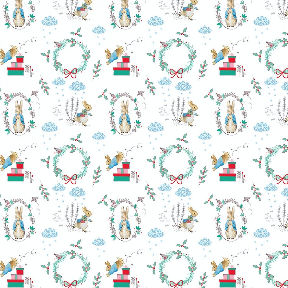 Peter Rabbit Christmas Digital Print Fabric Wreath White - Etsy UK