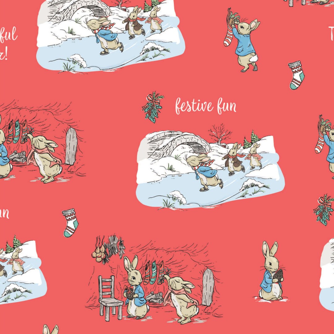 Peter Rabbit at Christmas Digital Print Fabric - Most Wonderful Time ...